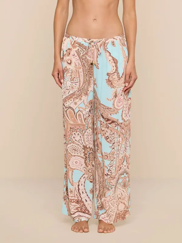 L'Agence Geraldine Paisley Print Cover-up Pants
