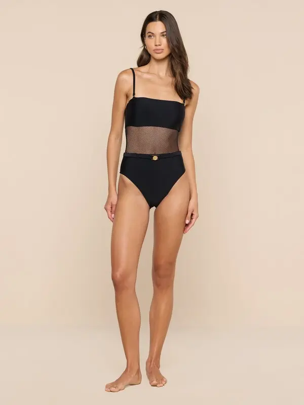 L'Agence Tory Bandeau One-piece Swimsuit - Black Mesh