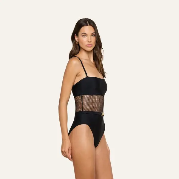 L'Agence Tory Bandeau One-piece Swimsuit - Black Mesh