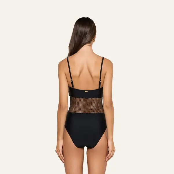 L'Agence Tory Bandeau One-piece Swimsuit - Black Mesh