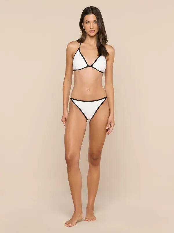 L'Agence Violet String Bikini Bottom - White/black Trim