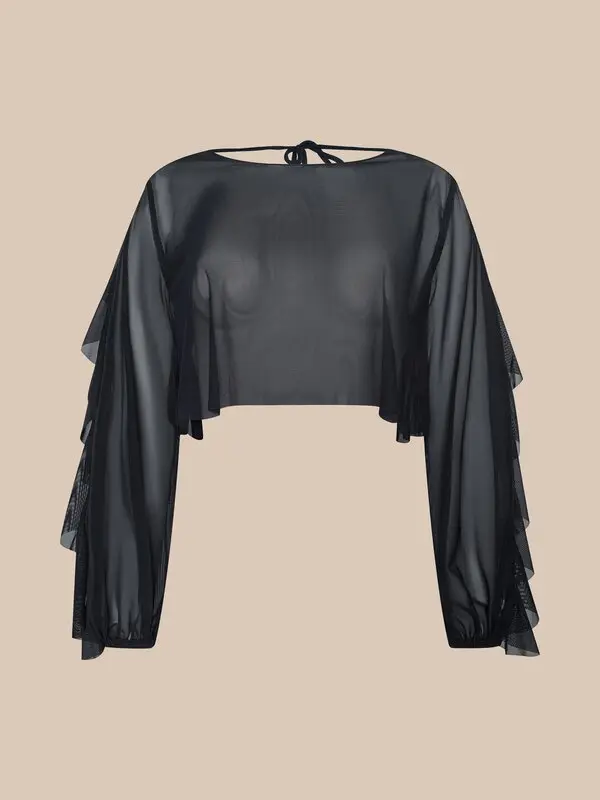 L'Agence Ambala Mesh Cover-up Top - Black Mesh