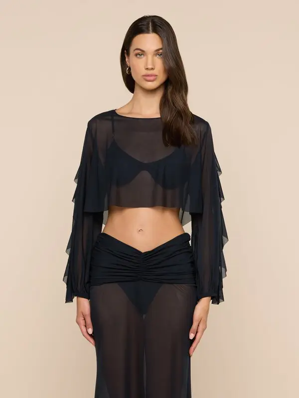 L'Agence Ambala Mesh Cover-up Top