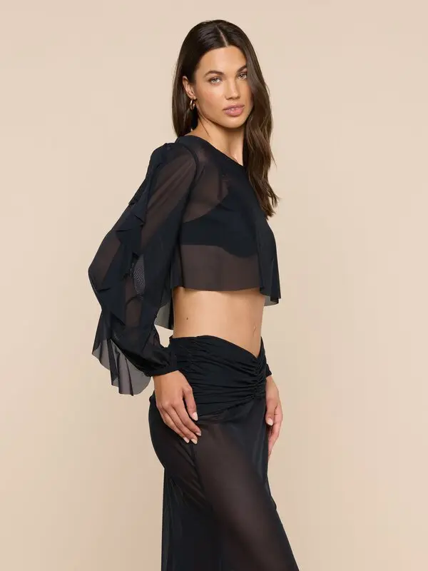 L'Agence Ambala Mesh Cover-up Top