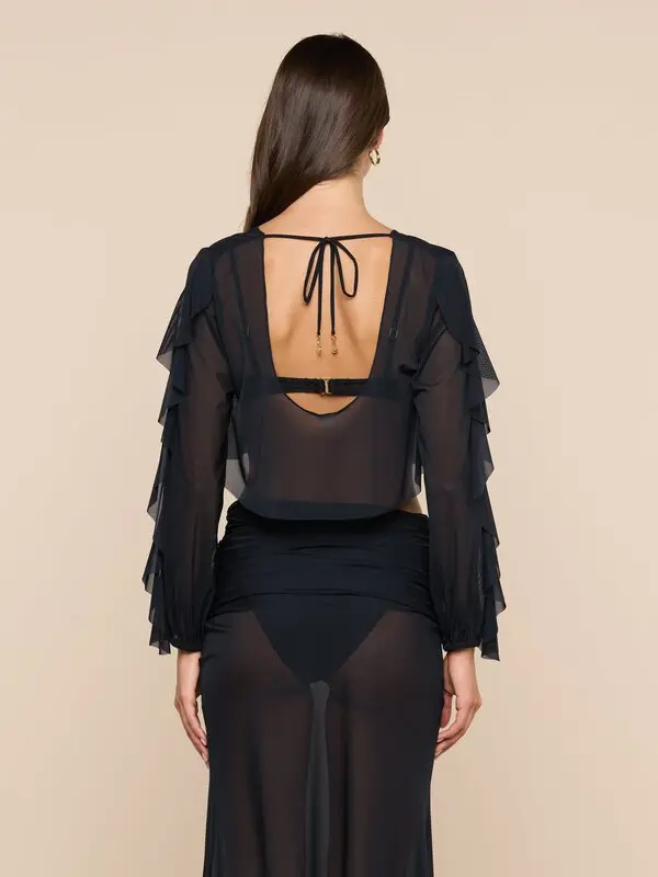L'Agence Ambala Mesh Cover-up Top