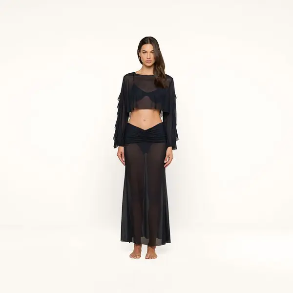 L'Agence Ambala Mesh Cover-up Top - Black Mesh