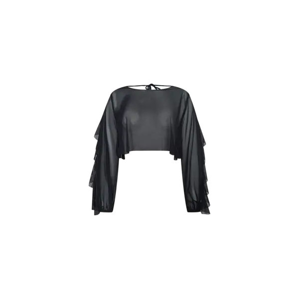 L'Agence Ambala Mesh Cover-up Top - Black Mesh