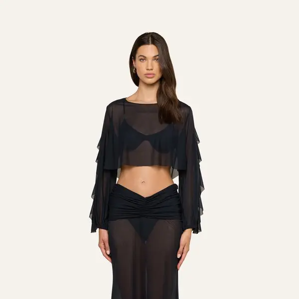 L'AGENCE Ambala Mesh Cover-up Top - Black Mesh