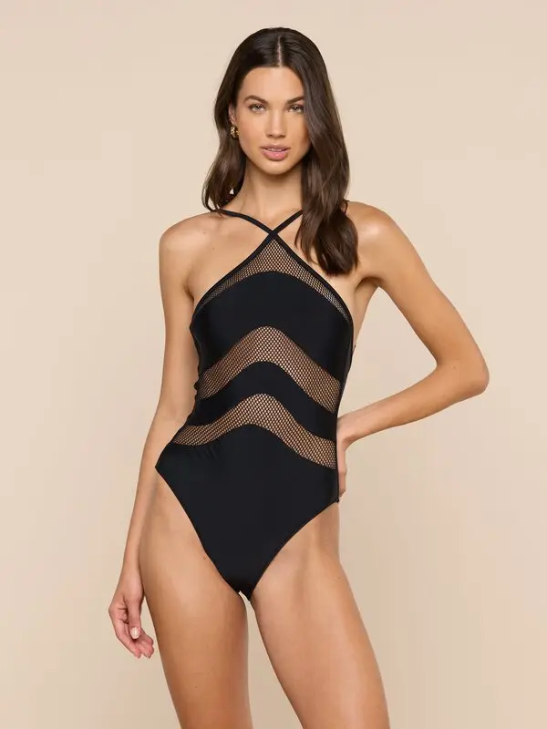 L'Agence Gabrielle One-piece Swimsuit With Mesh Insets - Black Mesh