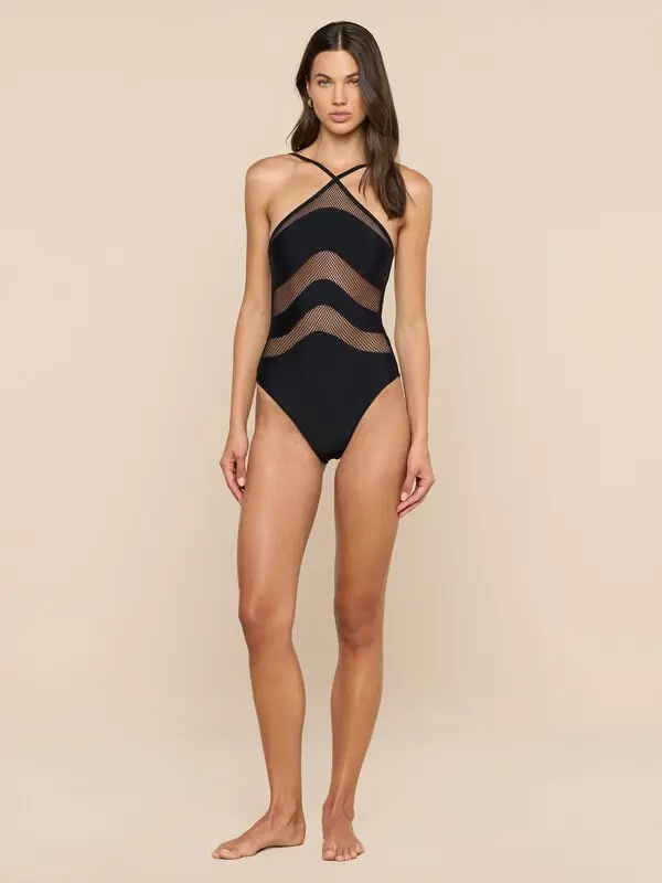 L'Agence Gabrielle One-piece Swimsuit With Mesh Insets - Black Mesh