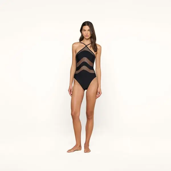 L'Agence Gabrielle One-piece Swimsuit With Mesh Insets - Black Mesh