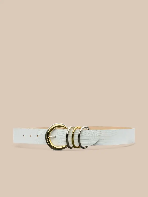 L'Agence Tobar Embossed Leather Belt With Mixed-metal Buckle