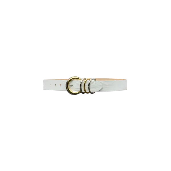 L'Agence Tobar Embossed Leather Belt With Mixed-metal Buckle - White Lizard Embossed