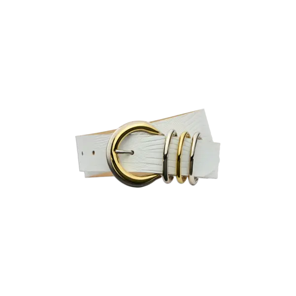 L'Agence Tobar Embossed Leather Belt With Mixed-metal Buckle - White Lizard Embossed