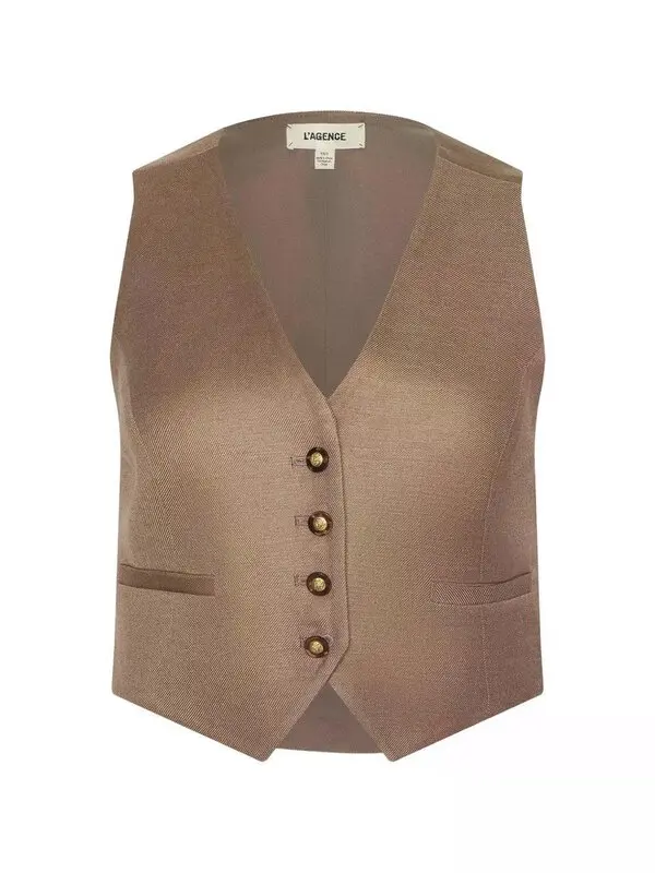 L'Agence Jianna Button-up Vest - Neutrals