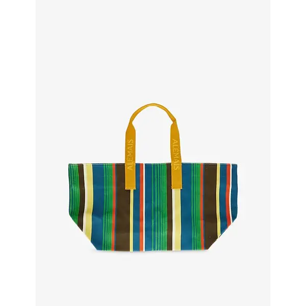 ALEMAIS Cotton-canvas Tote Bag With Floral And Striped Print - Multi