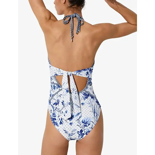 REISS Lucia Halterneck Printed Swimsuit