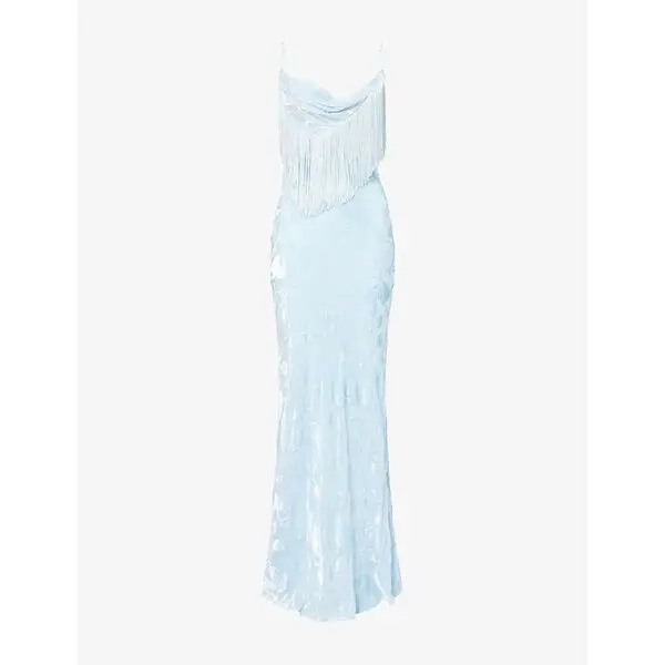 RAT AND BOA Inaya Devoré-print Woven Maxi Dress - Blue