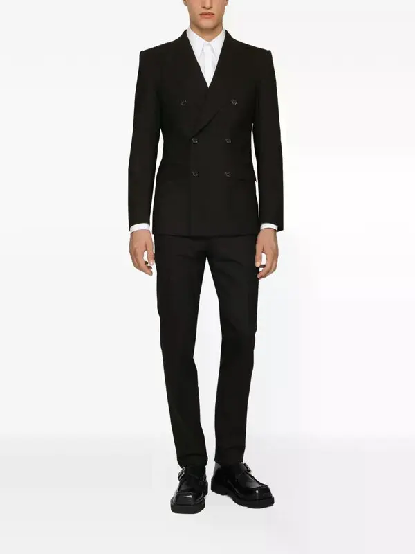 Dolce & Gabbana Double-breasted Stretch Wool Sicilia-fit Suit - Black