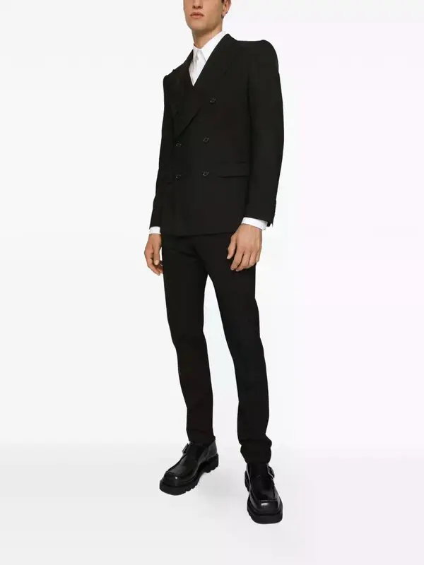 Dolce & Gabbana Double-breasted Stretch Wool Sicilia-fit Suit - Black