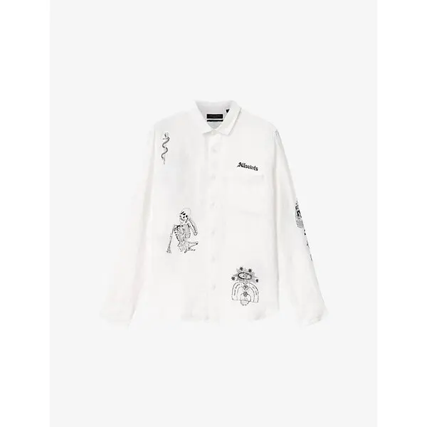 ALLSAINTS Terror Graphic-print Linen Shirt