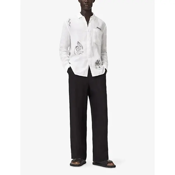 ALLSAINTS Terror Graphic-print Linen Shirt