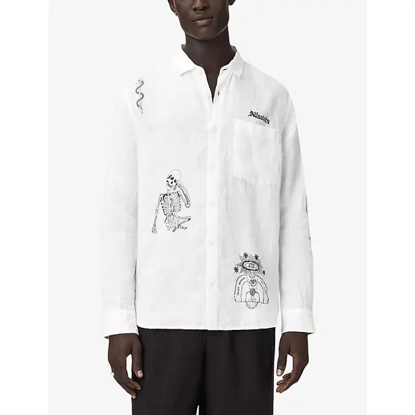 ALLSAINTS Terror Graphic-print Linen Shirt