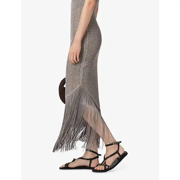 jessie knit maxi dress Allsaints Jessie Slim-Fit Knitted Maxi Dress - Pebble Grey
