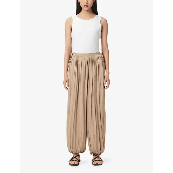 ALLSAINTS Balloon Leg Satin Trousers - Pinto Brown