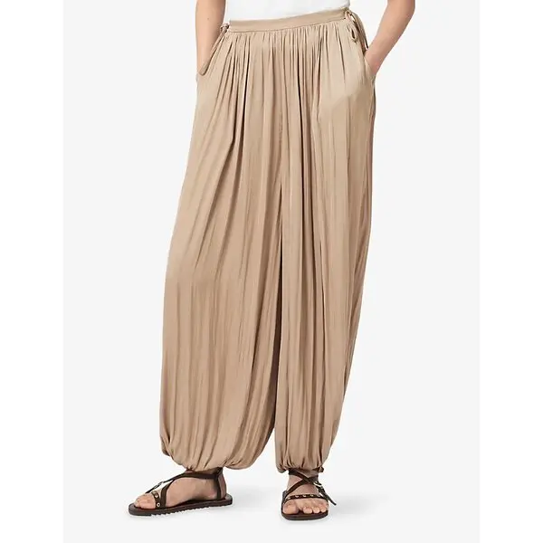 ALLSAINTS Balloon Leg Satin Trousers - Pinto Brown
