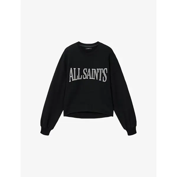 ALLSAINTS Lila Branded Cotton-jersey Sweatshirt - Washed Black