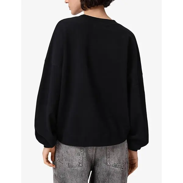 ALLSAINTS Lila Branded Cotton-jersey Sweatshirt - Washed Black