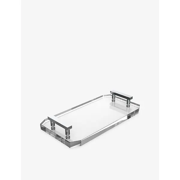 DECOR WALTHER Kr Tab Kristall Glass Tray - Crystal Clear Chrome