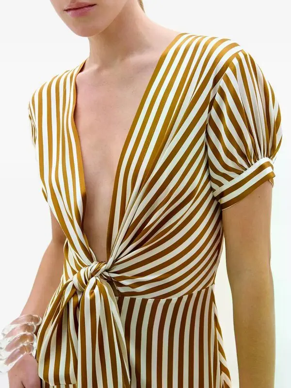 Silvia Tcherassi Striped Tie-front V-neck Dress