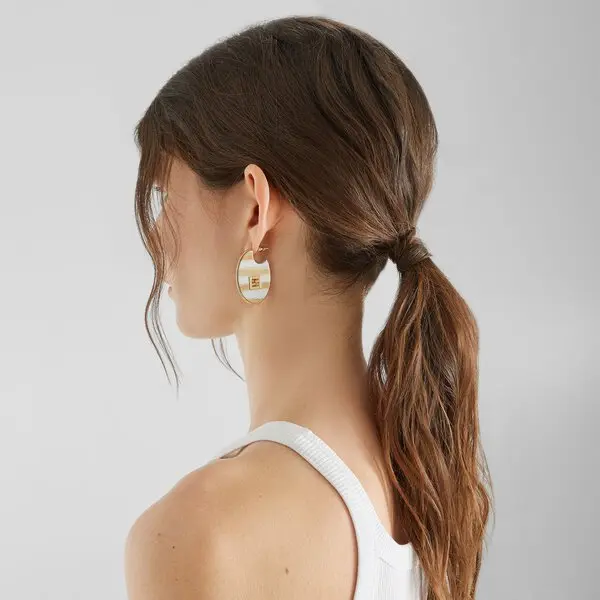 Fendi Oval Hoop Earrings With Ff Logo