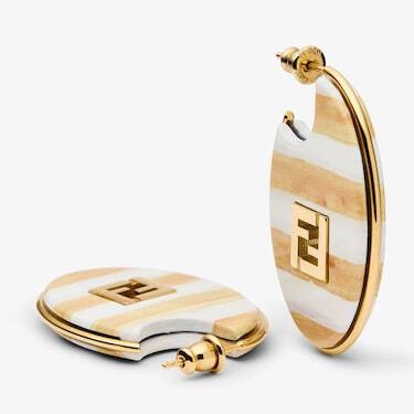 Fendi Oval Hoop Earrings With Ff Logo