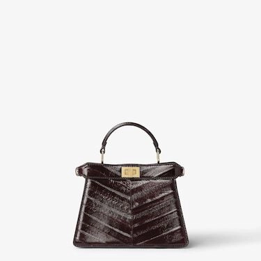 Fendi Peekaboo Iseeu Petite Bag In Hagfish Leather With Chevron Motif - Brown