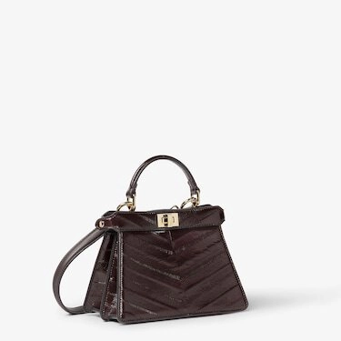 Fendi Peekaboo Iseeu Petite Bag In Hagfish Leather With Chevron Motif