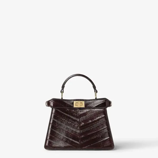 Fendi Peekaboo Iseeu Petite Bag In Hagfish Leather With Chevron Motif - Brown