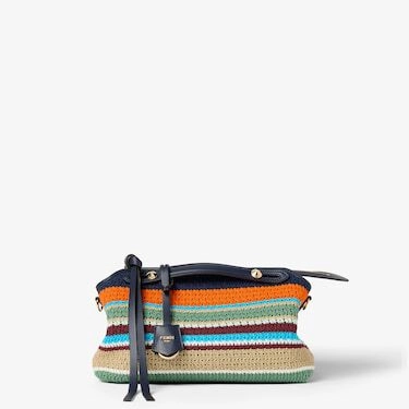 Fendi By The Way Soft Medium Bag In Raffia-effect And Cotton - Multicolour
