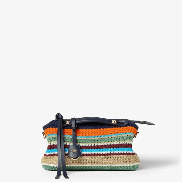 Fendi By The Way Soft Medium Bag In Raffia-effect And Cotton - Multicolour
