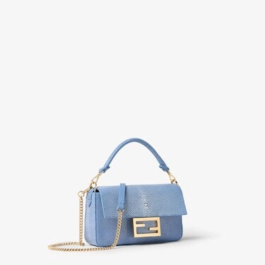 Fendi Baguette Mini In Periwinkle Blue Stingray Leather