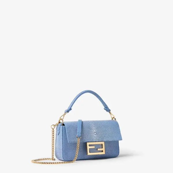 Fendi Baguette Mini In Periwinkle Blue Stingray Leather