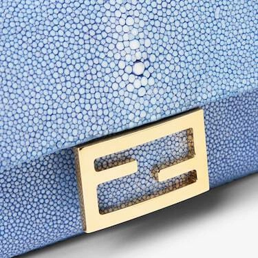 Fendi Baguette Mini In Periwinkle Blue Stingray Leather
