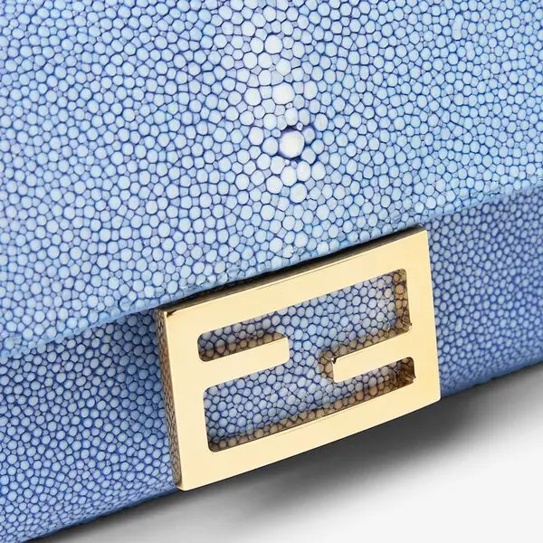 Fendi Baguette Mini In Periwinkle Blue Stingray Leather