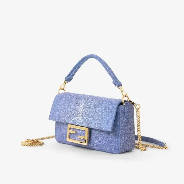 Fendi Baguette Mini In Periwinkle Blue Stingray Leather