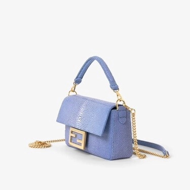 Fendi Baguette Mini In Periwinkle Blue Stingray Leather