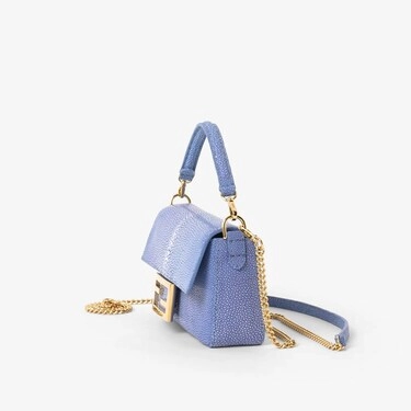Fendi Baguette Mini In Periwinkle Blue Stingray Leather