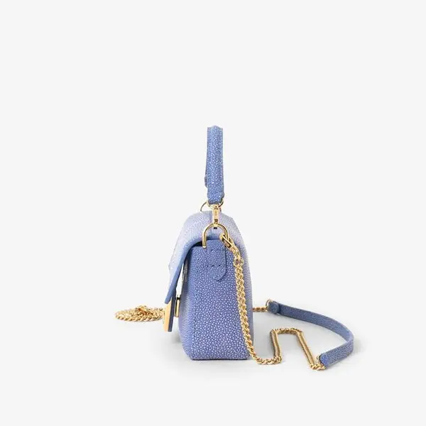 Fendi Baguette Mini In Periwinkle Blue Stingray Leather