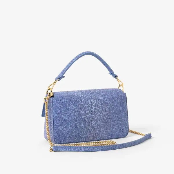 Fendi Baguette Mini In Periwinkle Blue Stingray Leather